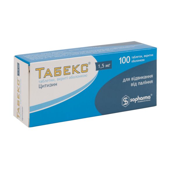 Tabex film-coated tablets 1.5 mg No. 100. Price, buy, description ...
